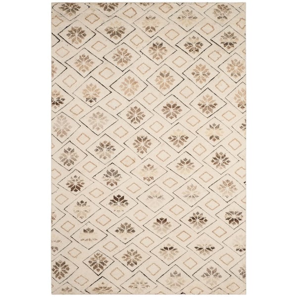 SAFAVIEH Challe 6 ft. x 9 ft. Ivory High-Low Diamond Area Rug CLE318A-6 ...