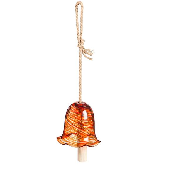 Evergreen 7 in. Art Glass Swirl Red Floral Shaped Bell Chime 2WC2086 ...