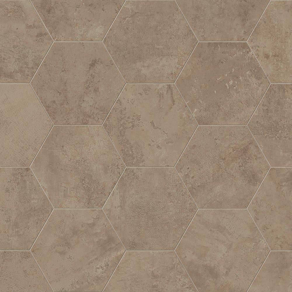 Corso Italia Hexagon Mocha Matte 8.5 in. x 10 in. Stone Look Porcelain ...