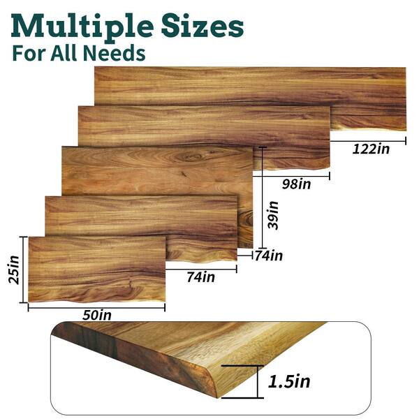 Hampton Bay 6 ft. L x 39 in. D Finished Saman Solid Wood Butcher Block ...