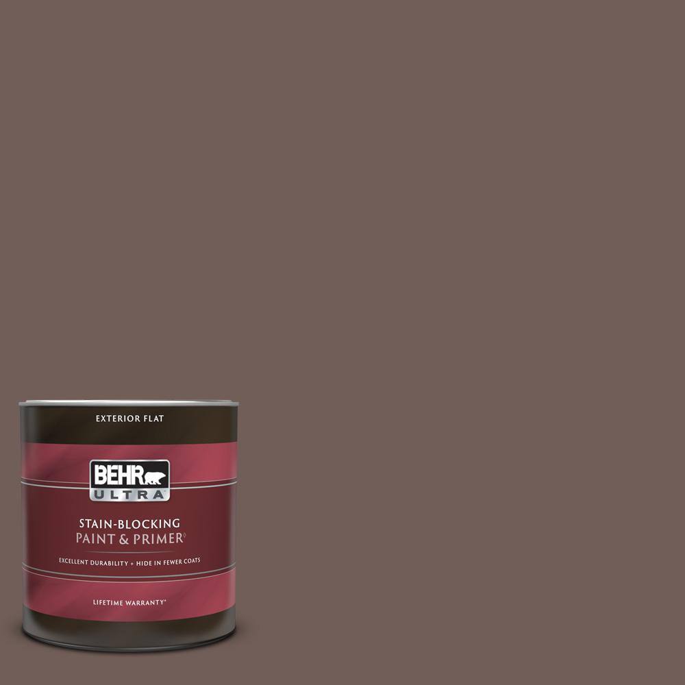 BEHR ULTRA 1 qt. #750B-6 Tree Bark Flat Exterior Paint & Primer 485304 ...
