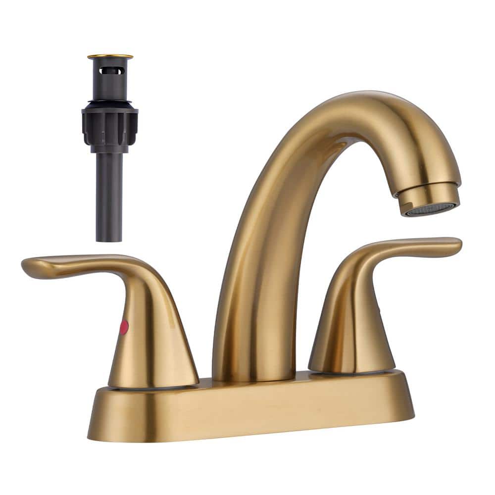 ARCORA 4 in. Centerset Double Handle Bathroom Faucet in Brushed Gold ...