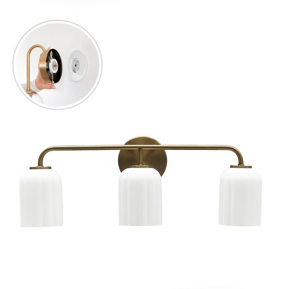 LumLight Parkmont 24 in. Plug and Play 3-Light Lacquered Brass Vanity ...