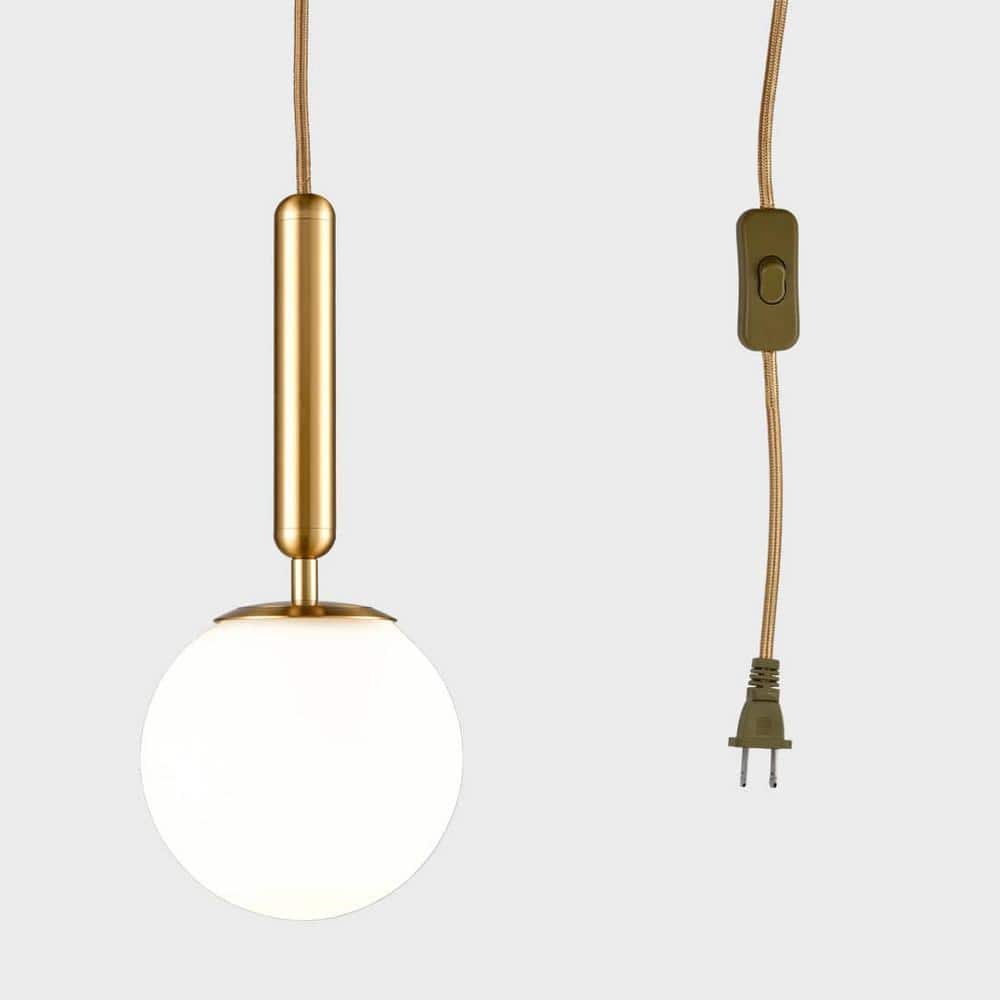 CLAXY 40 Watt 1 Light Gold Finished Shaded Pendant Light with Milk ...