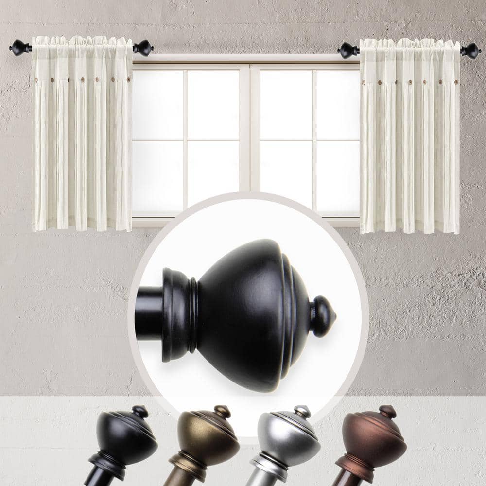 EMOH Zora 5/8 inch Side Curtain Rod 12-20 inch long (Set of 2) - Black ...