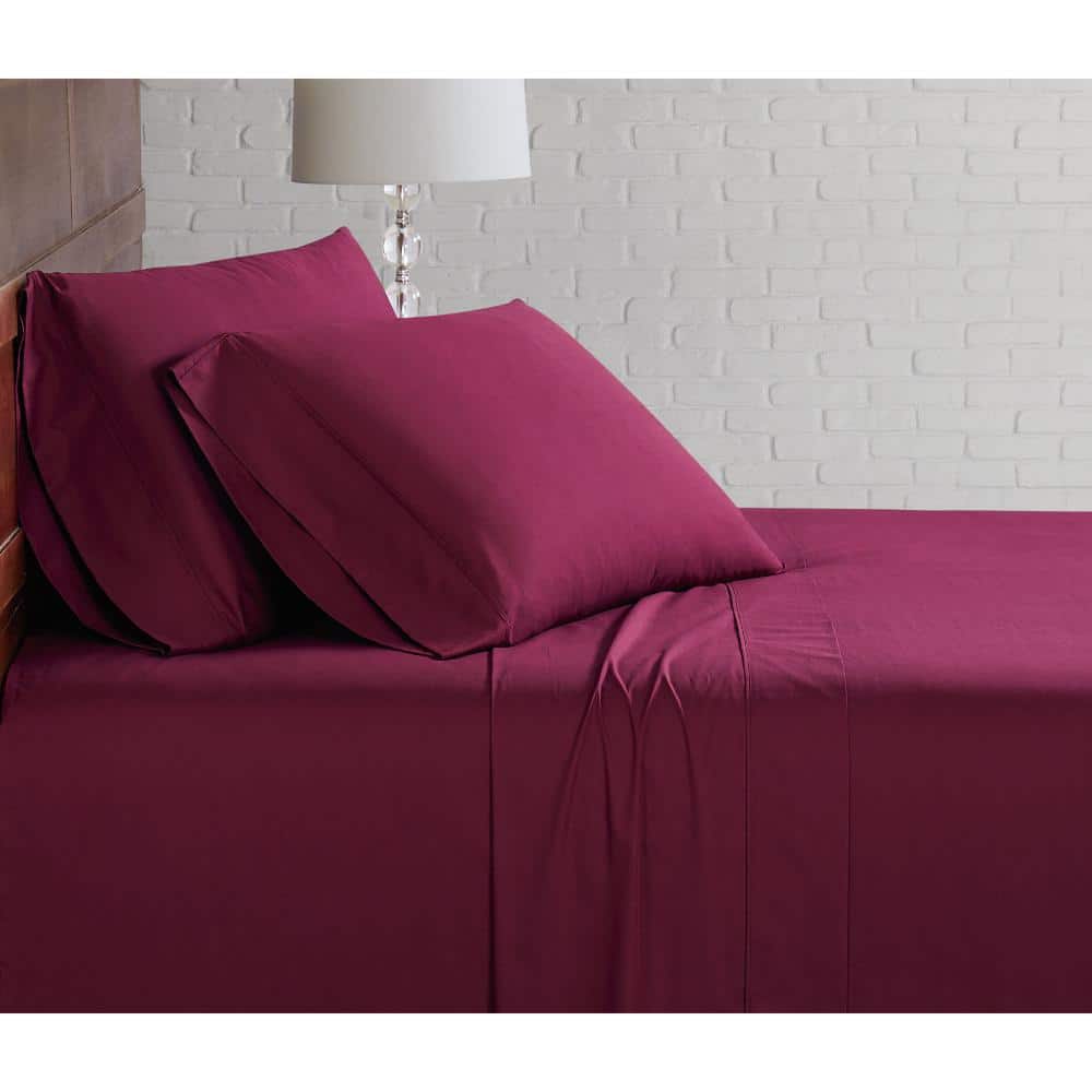 Brooklyn Loom Classic Cotton Burgundy Full Sheet Set SS3158BUFU-4700 ...