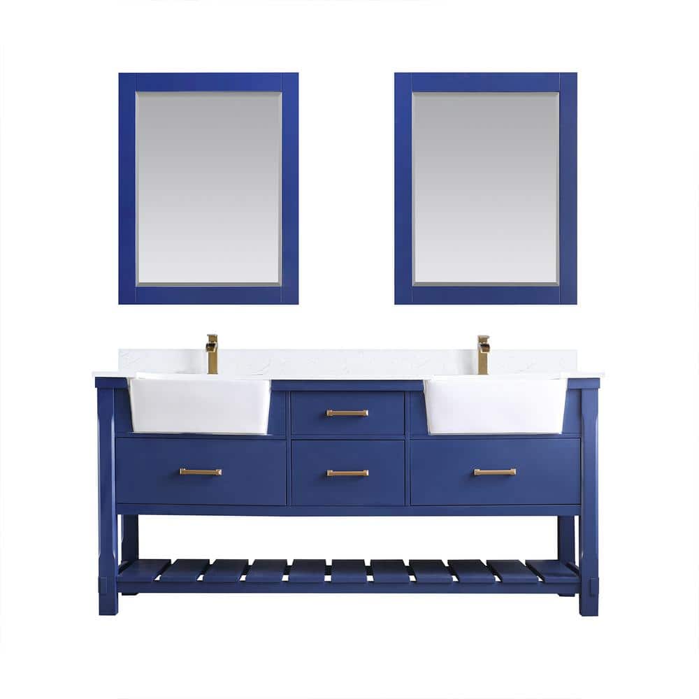 Altair Georgia 72 in. Bathroom Vanity in Jewelry Blue with Composite ...