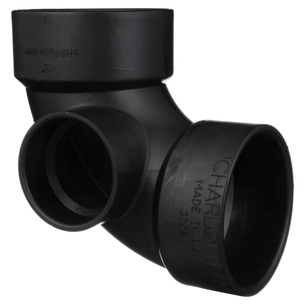 Charlotte Pipe 3 in. x 3 in. x 2 in. ABS DWV 90-Degree Side Inlet ...