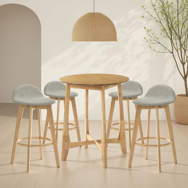 Armen Living Vera 5-Piece Stone Gray Wood Top Dining Room Set Seats 4 ...