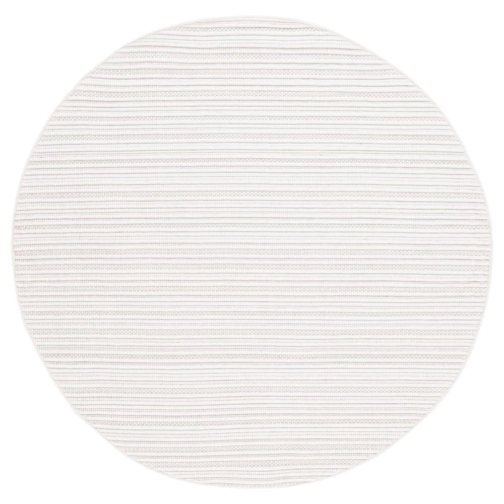 SAFAVIEH Camden 5 ft. x 5 ft. Ivory Striped High-Low Round Area Rug ...