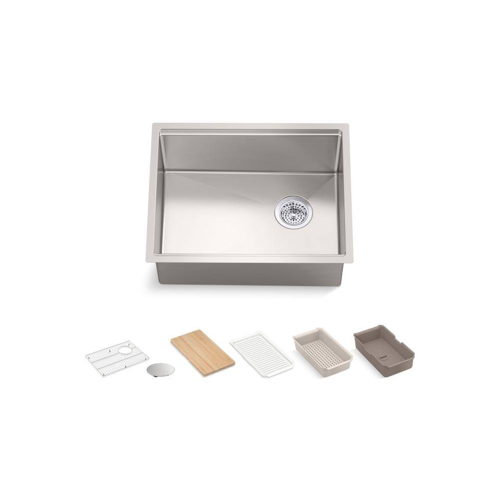 KOHLER Strive 23 in. Undermount Single Bowl Stainless Steel Workstation ...