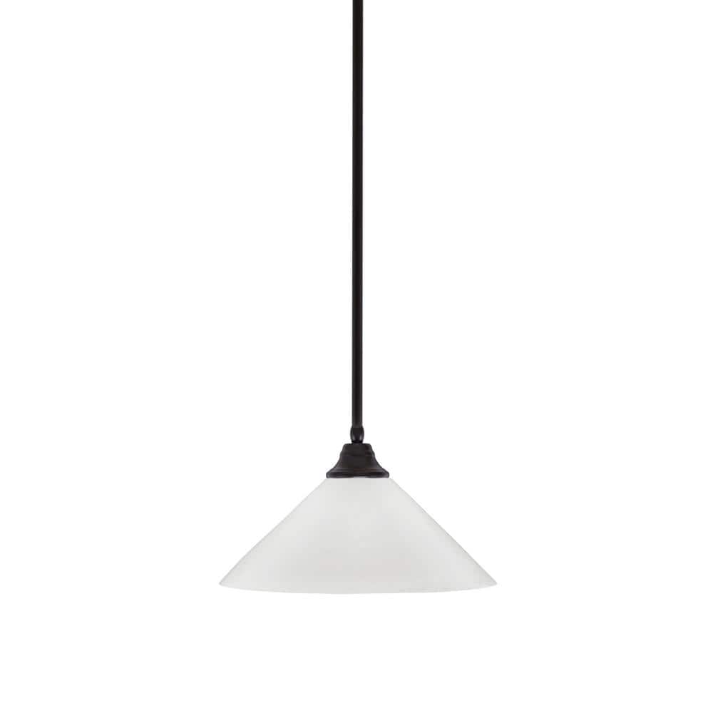 Sparta 100-Watt 1-Light Espresso Stem Pendant Light with White Marble ...