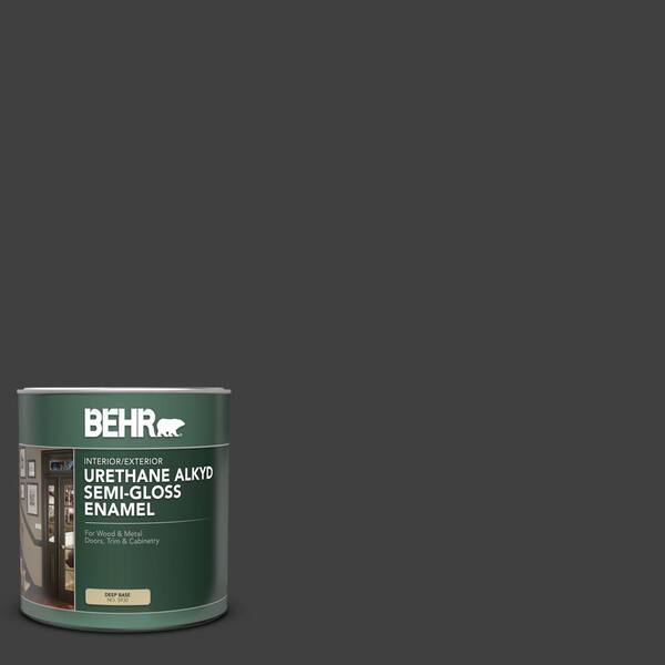 BEHR 1 qt. #1350 Ultra Pure Black Semi-Gloss Enamel Urethane Alkyd ... BEHR 1 qt. #1350 Ultra Pure Black Semi-Gloss Enamel Urethane Alkyd ...