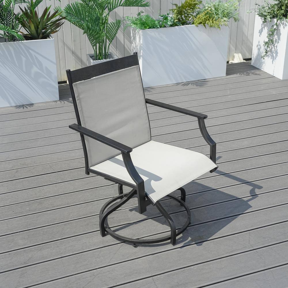 moda furnishings Cellin Swivel Iron Outdoor Dining Chair Set of 2 MOD ...