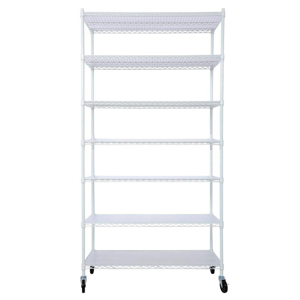 Tileon 7-Tier Metal Shelf, 2450 lbs. Heavy Duty Adjustable Storage Rack ...