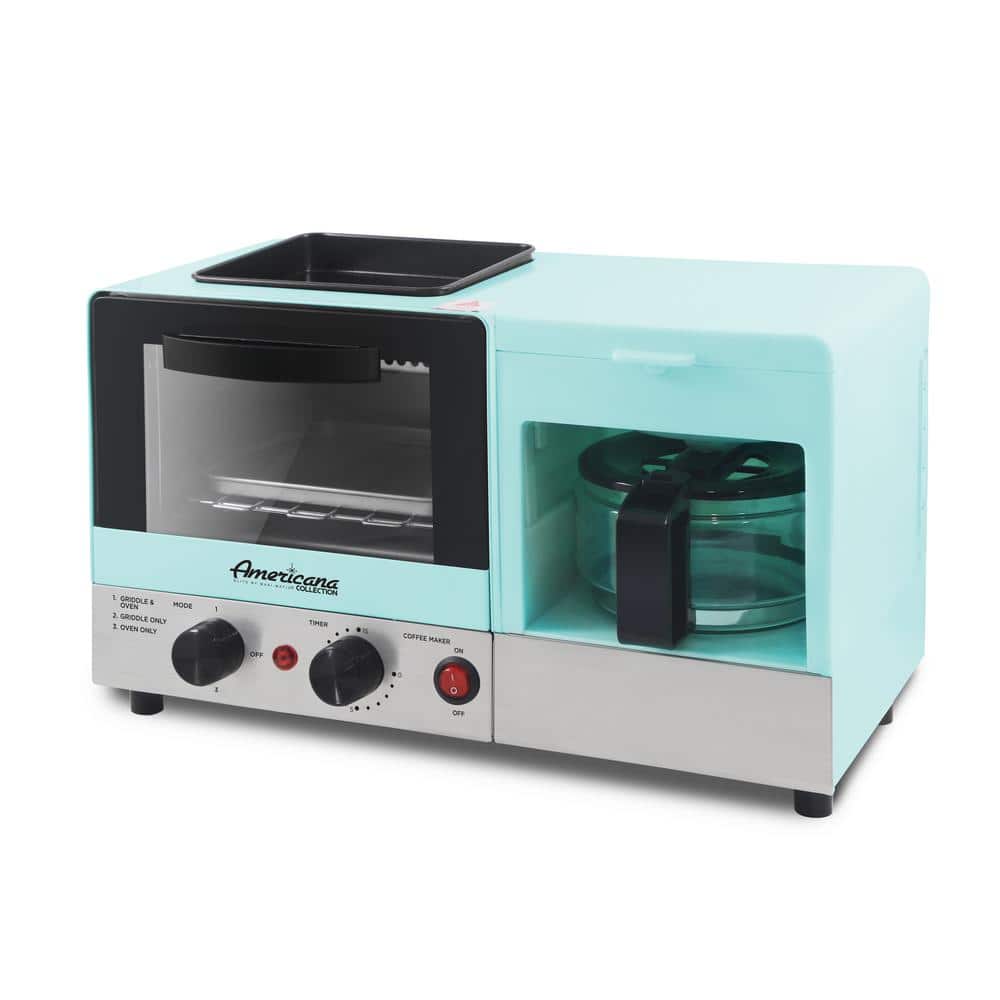 Americana Retro Collection 3-in-1 Blue Breakfast Station 2-Slice ...