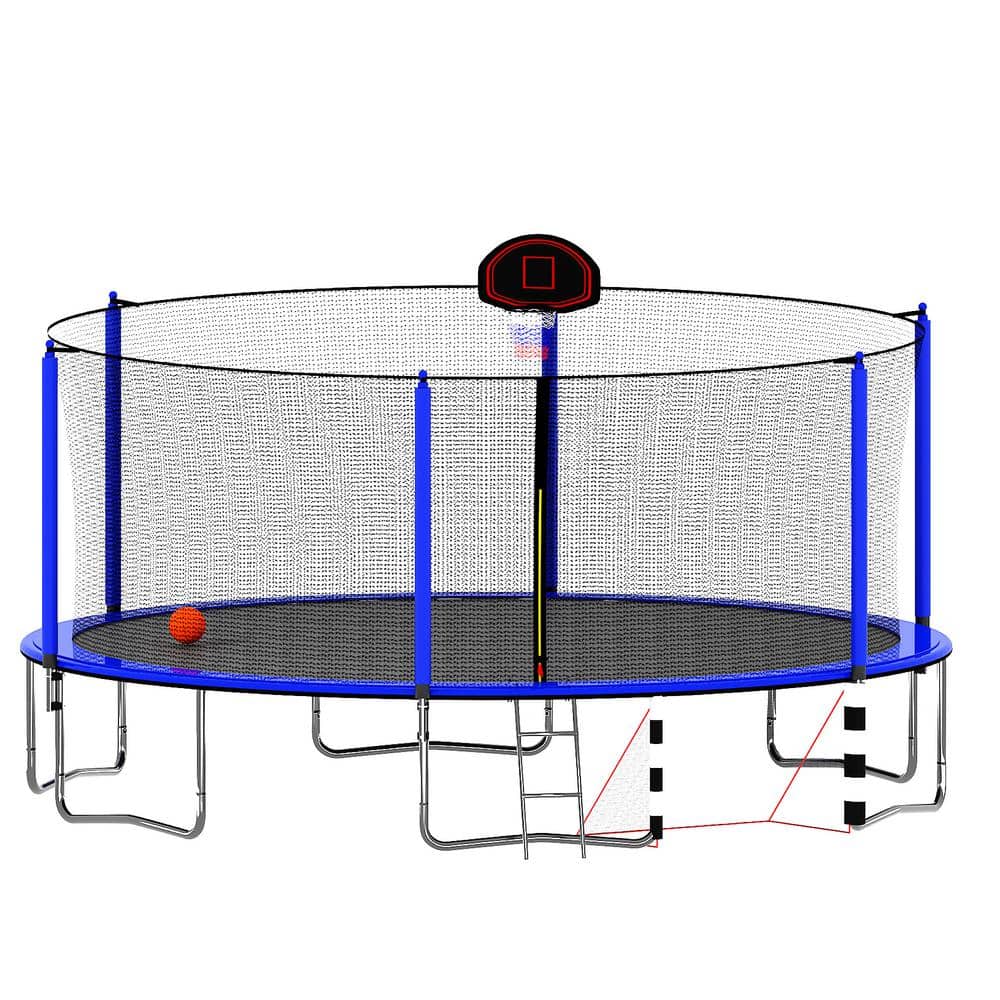 Sudzendf 16 ft. Trampoline with with Soccer Goal Basketball Hoop pump ...