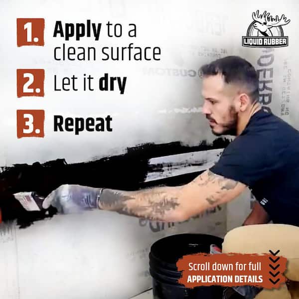 LIQUID RUBBER Foundation Sealant 5 Gal. Black Waterproof Coating for ...