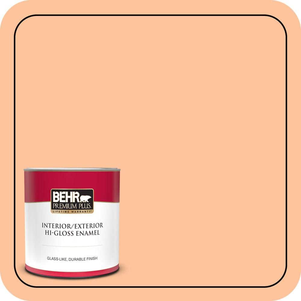 BEHR PREMIUM PLUS 1 qt. #260B-4 Orange Sherbet Hi-Gloss Enamel Interior ...