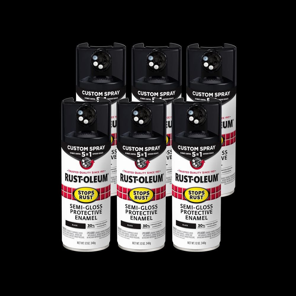 Rust-Oleum Stops Rust 12 oz. Custom Spray 5-in-1 Semi-Gloss Black Spray ...