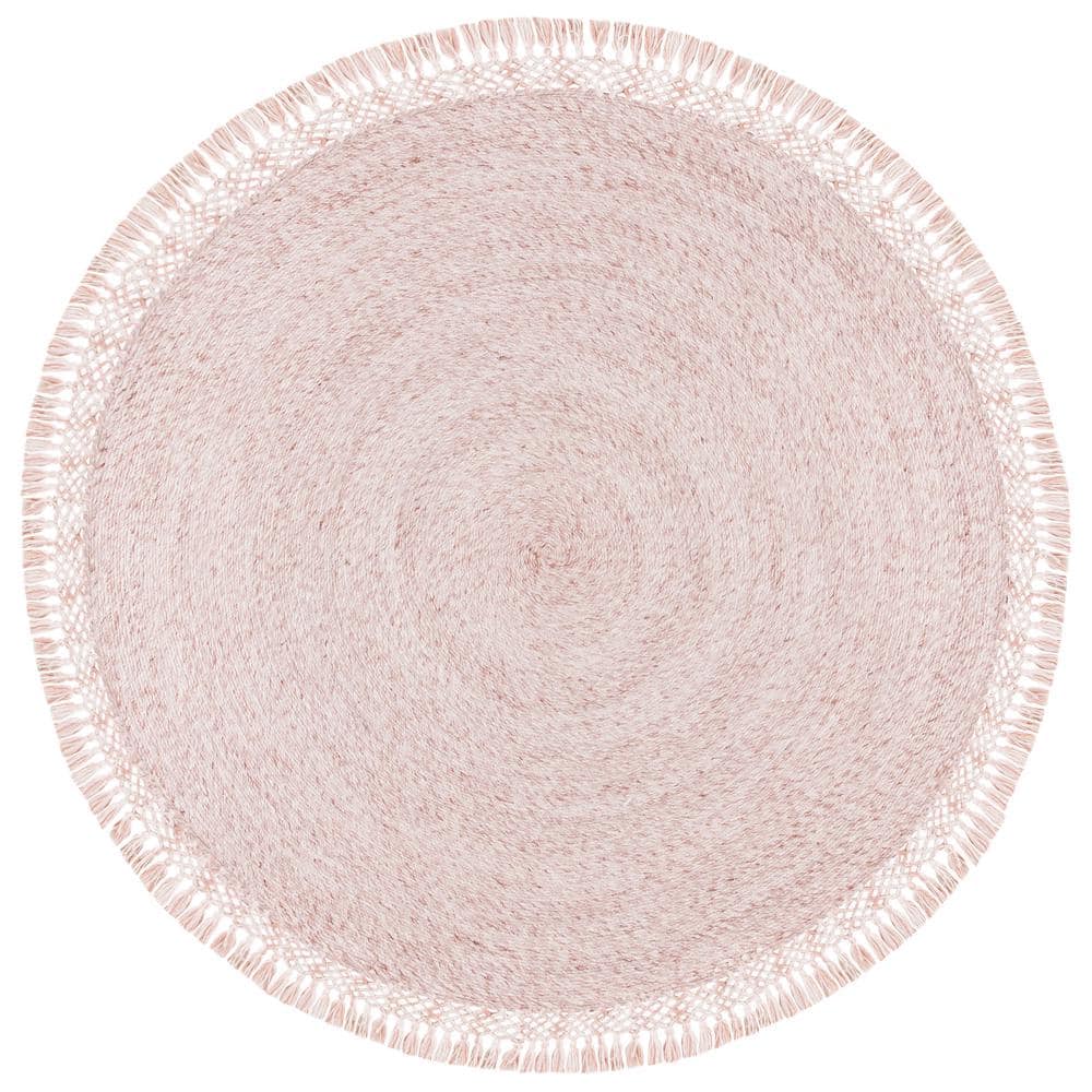 SAFAVIEH Sahara Pink 4 ft. x 4 ft. Round Solid Area Rug SAH490U-4R ...