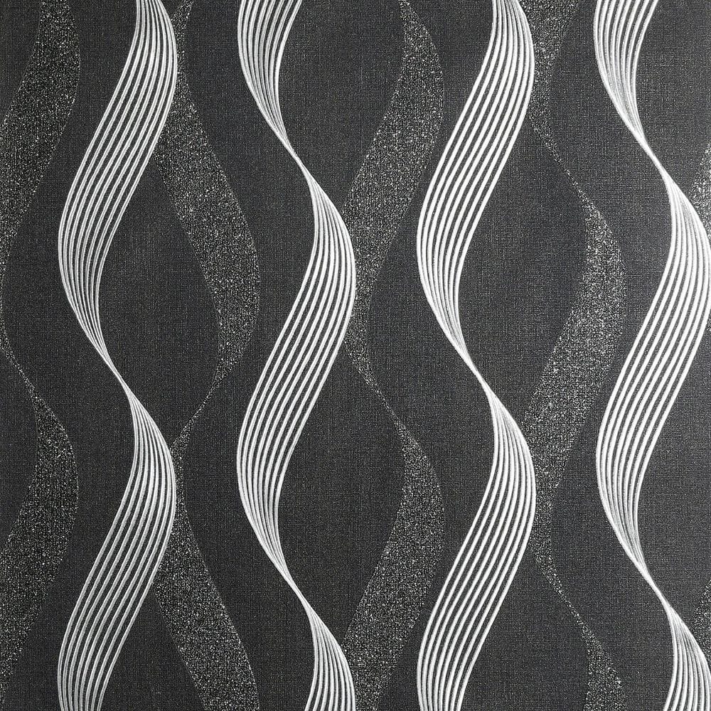 Arthouse Wilhelmina Black Ribbon Wallpaper Sample AH295500SAM - The ...