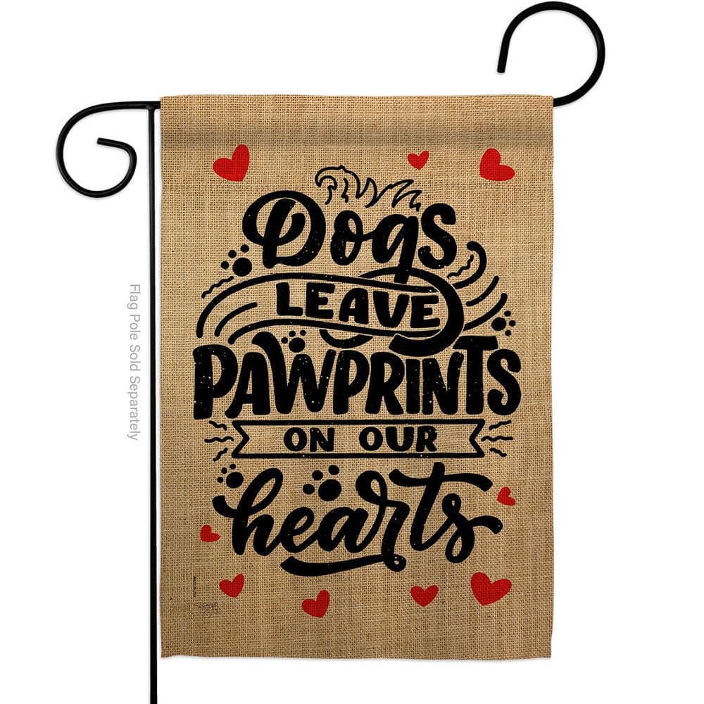Breeze Decor 13 in. x 18.5 in. Dogs Leave Pawprints Garden Flag Double ...