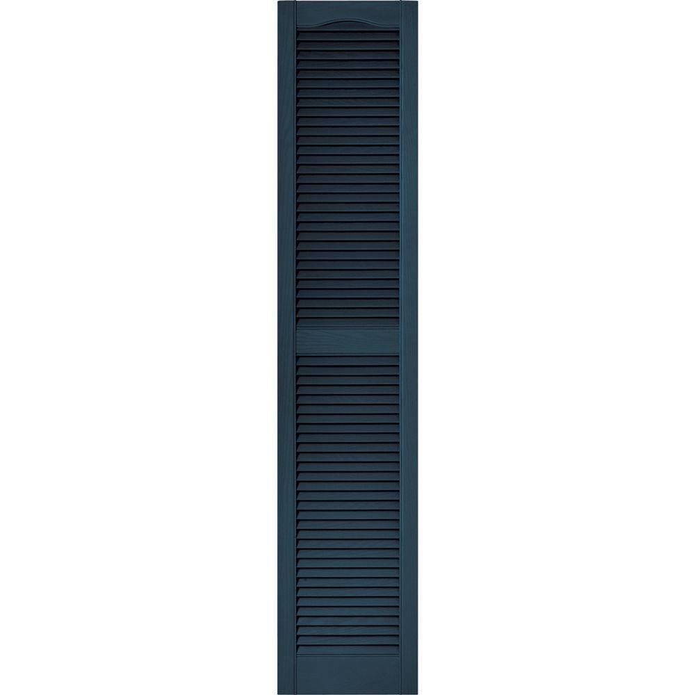 Builders Edge 15 in. x 72 in. Louvered Vinyl Exterior Shutters Pair in ...