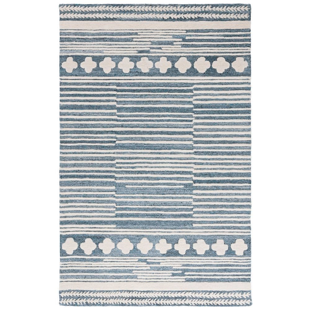 SAFAVIEH Abstract 5 ft. x 8 ft. Gray/Ivory Striped Aztec Area Rug ...