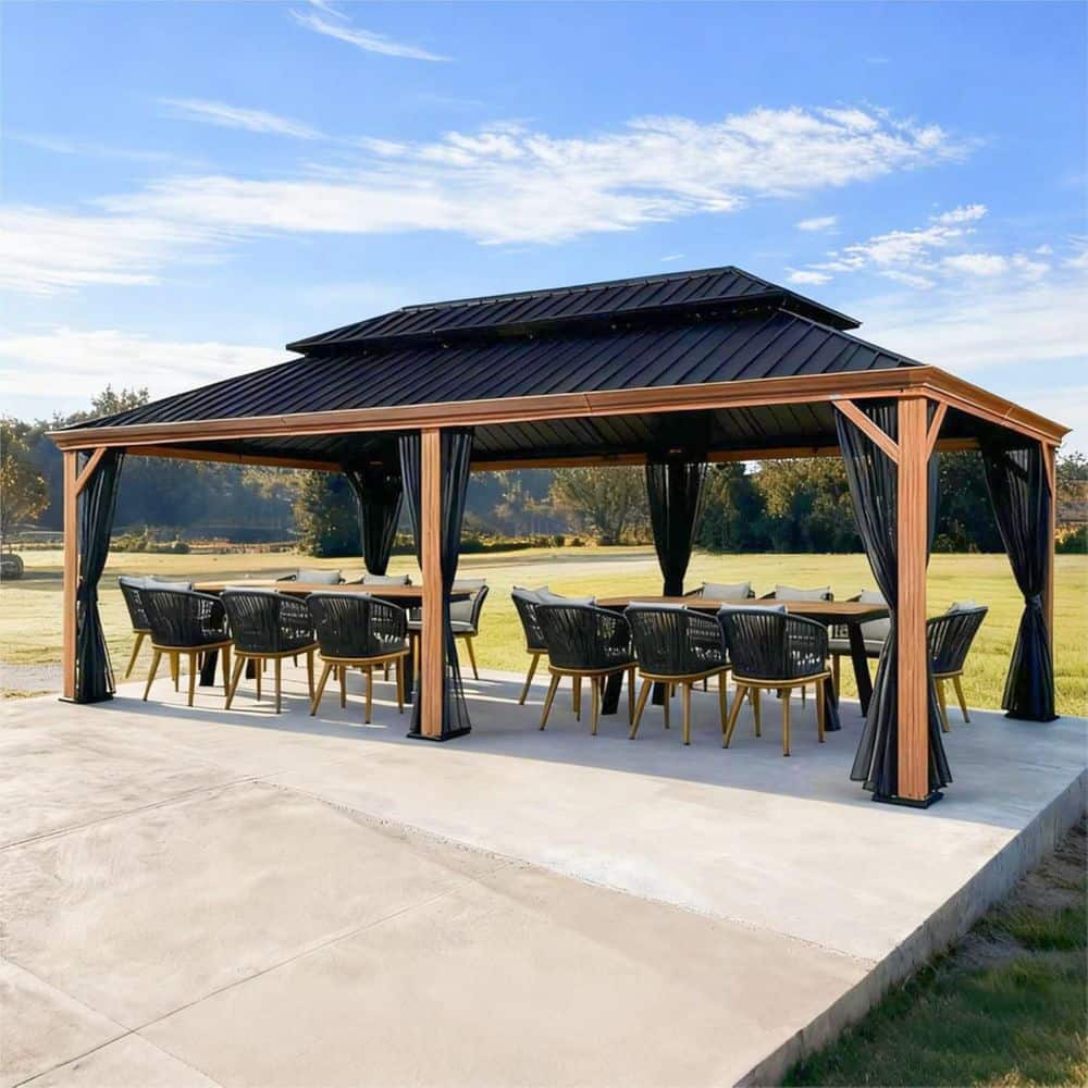 Reviews for PURPLE LEAF 14 ft. x 24 ft. Wood Grain Aluminum Power ...