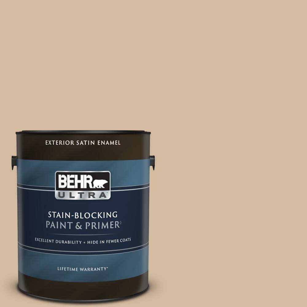 BEHR ULTRA 1 gal. #S280-3 Practical Tan Satin Enamel Exterior Paint ...