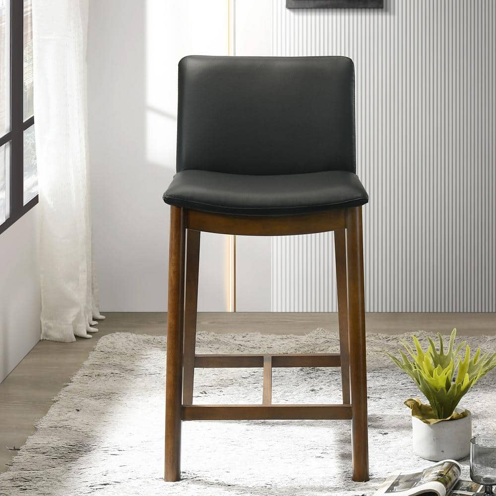 Ashcroft Furniture Co Shepherd 25.2 in. Black High Back Solid Wood ...