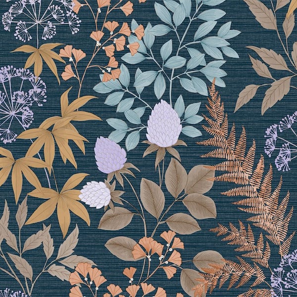 Veer Decor Gilded Bloom Blue Ground Wallpaper Sample 8195-AE1-S - The ...