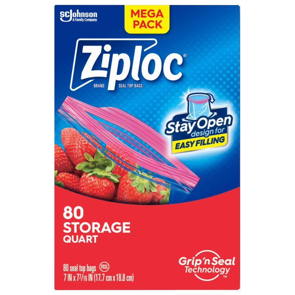Ziploc Storage Bags with Stay Open Design for Easy Filling (1 gal / 80 ...