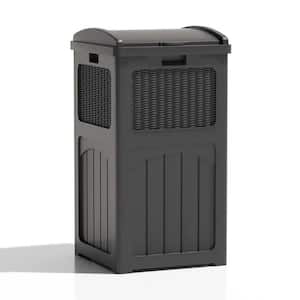 Patiowell 36 gal. Resin Outdoor Trash Can, Plastic Deck Box in Brown ...
