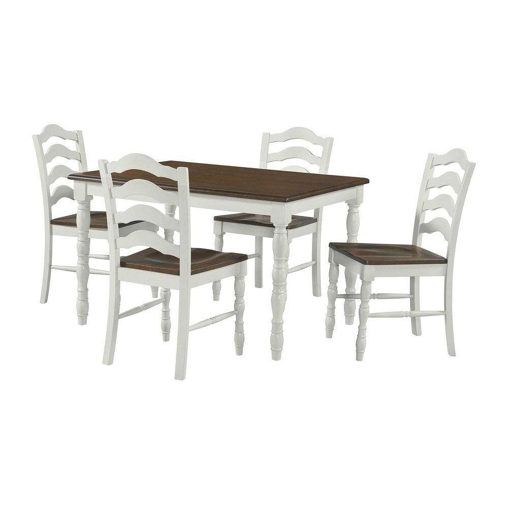 Picket House Furnishings Sava White 30 in. 5-Piece Dining Set with ...