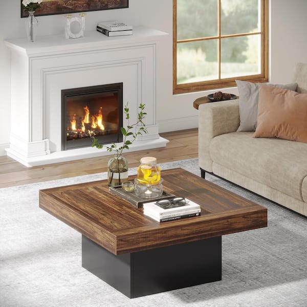 Low dark wood coffee table store