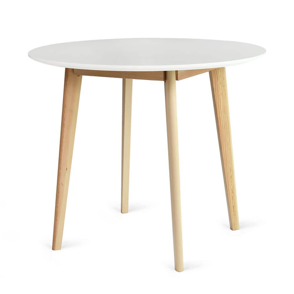 Elevens 35.5 in. x 35.5 in. Round White Pine Solid Wood MDF Dining ...