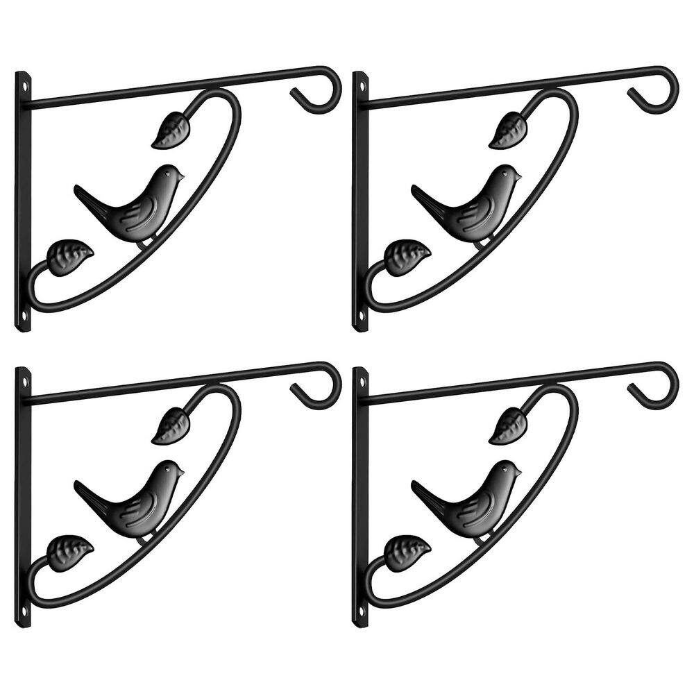 SenQWFa 12 in. Metal Hanging Plant Brackets Black Rust-Resistant ...