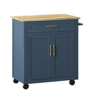 32 in. Pure Gray Kitchen Cart with Panel Doors and Drawer KC10889-TPP01 ...