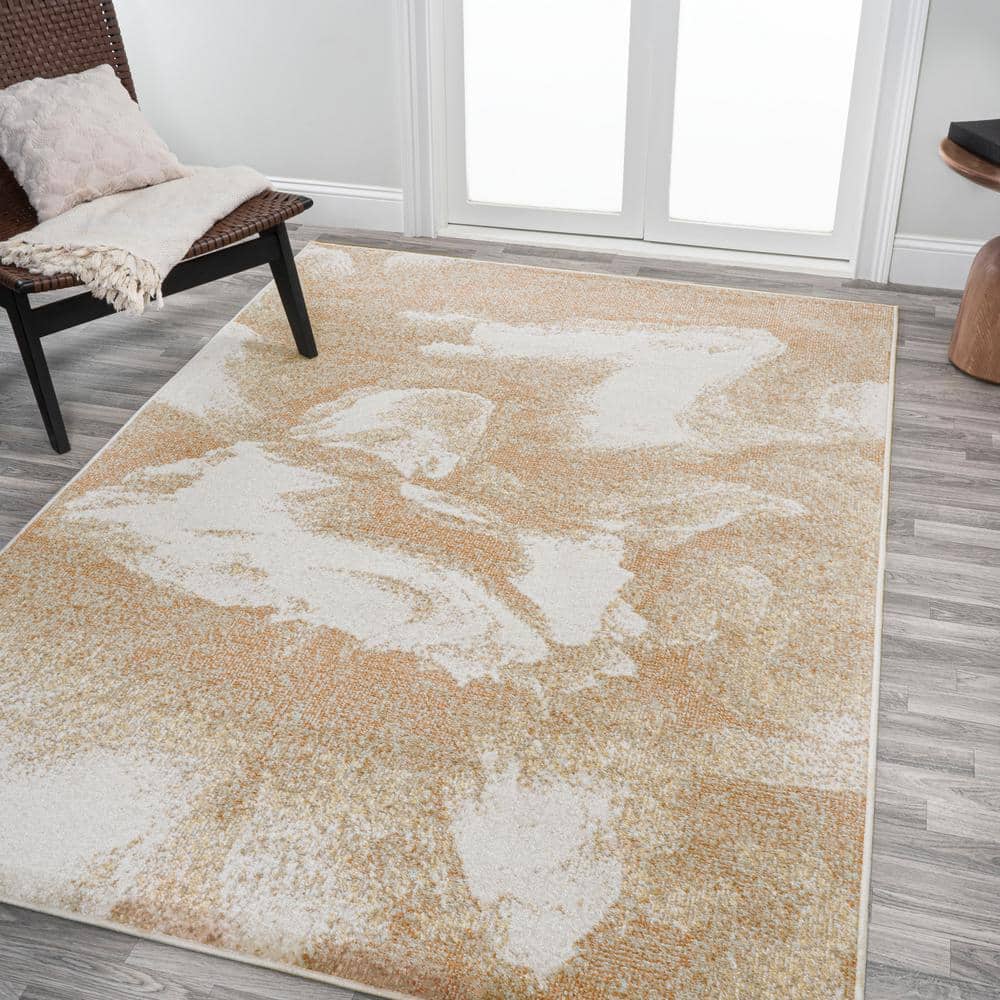 JONATHAN Y Petalo Abstract 2-Tone Modern Orange/Beige/Cream 8 ft. x 10 ...