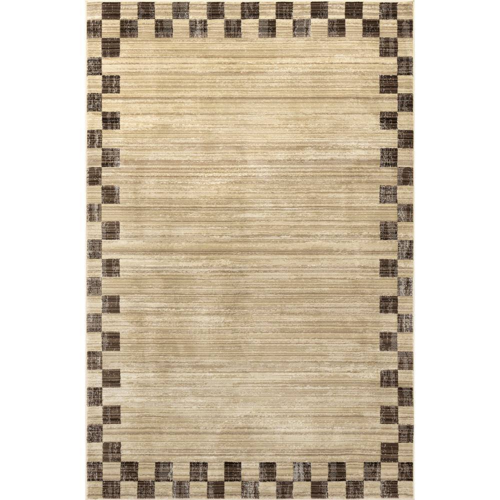 RUGS USA Arvin Olano Pompeii Checked Border Brown 7 ft. x 10 ft. Area ...