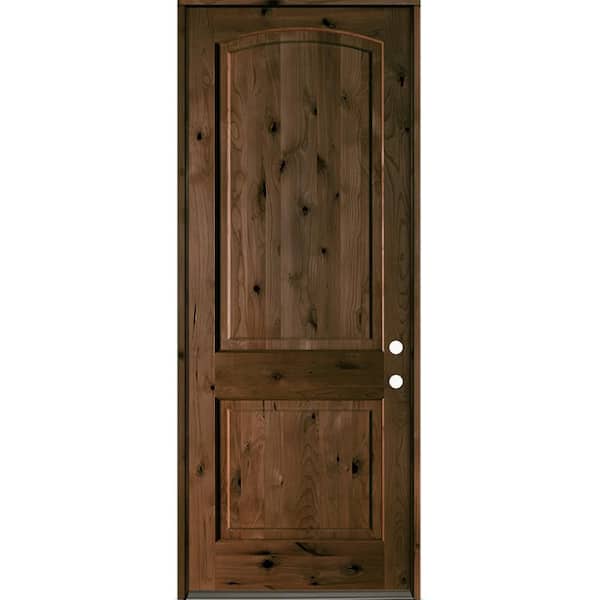 Krosswood Doors 36 in. x 96 in. Rustic Knotty Alder 2-Panel Arch Top ...