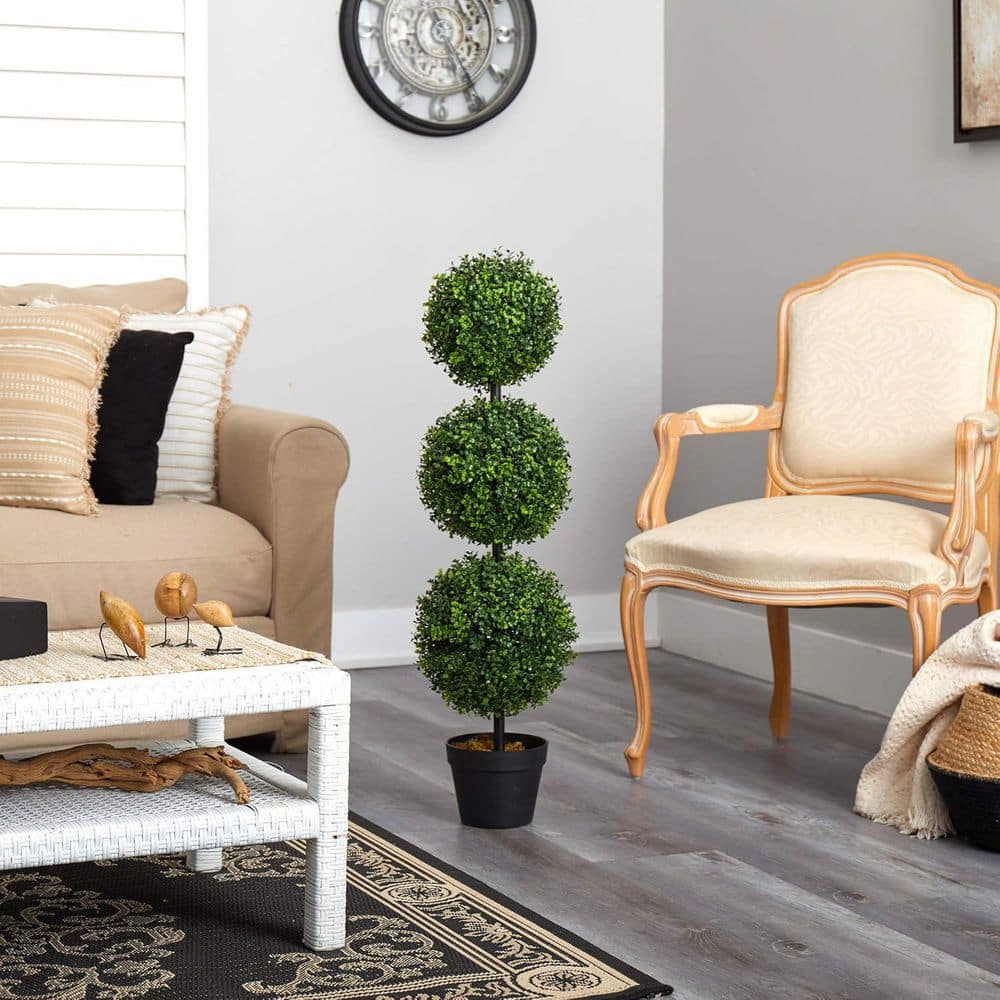 3 ft. Artificial Topiary Tree in Black Pot for Indoor/Outdoor 1 in Pack ...