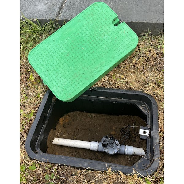 Vigoro 14 in. x 19 in. Rectangular Irrigation Valve Box and Lid, Black ...