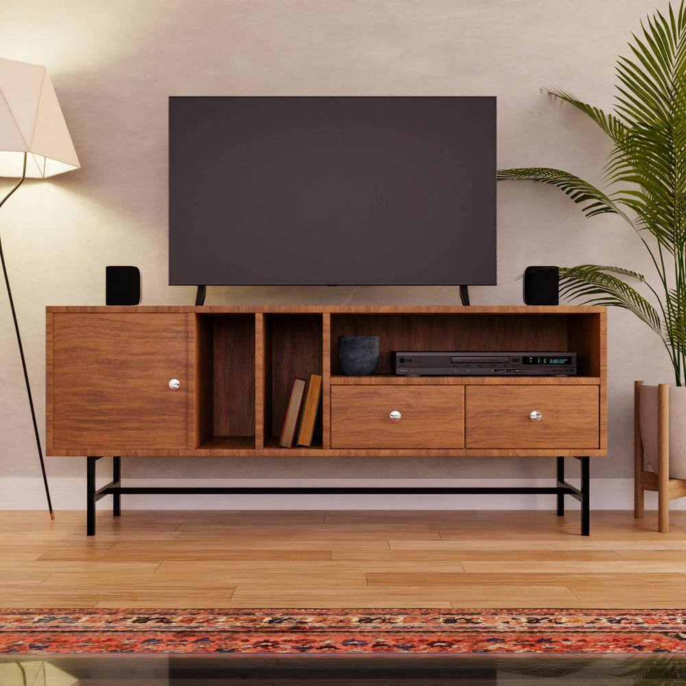 Leisuremod Rochester Modern Rectangular TV Stand with Enclosed Storage ...