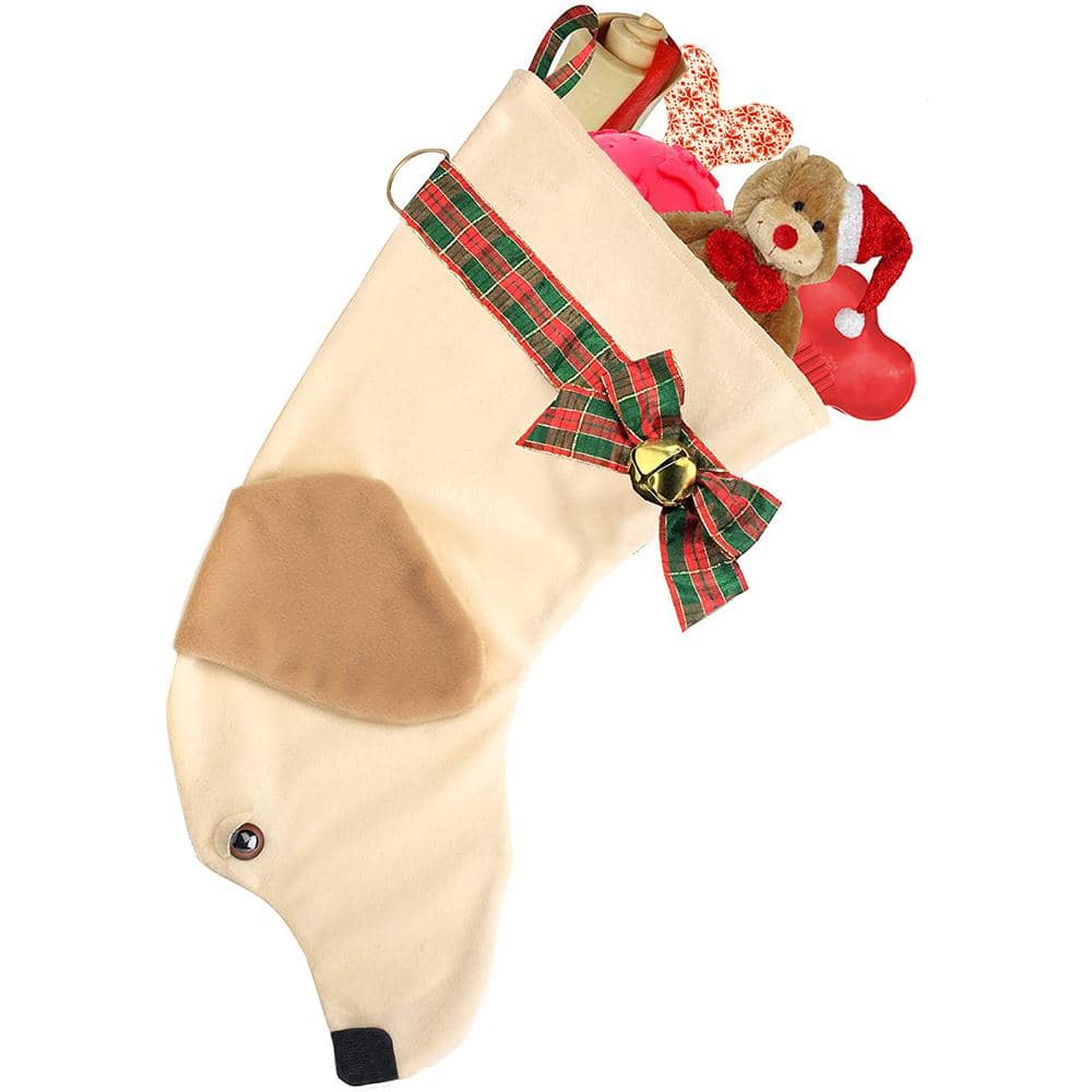 Pronk! 28 in. Yellow Labrador Dog Faux Fur Christmas Stocking HH01 ...