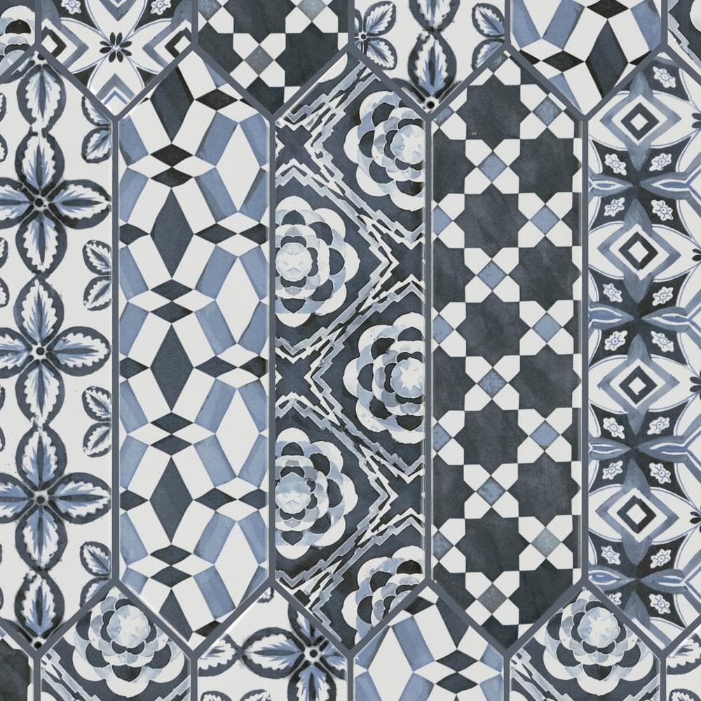 Daltile LuxeCraft Cameo Blue Mix 3 in. x 12 in. Glazed Ceramic Picket ...