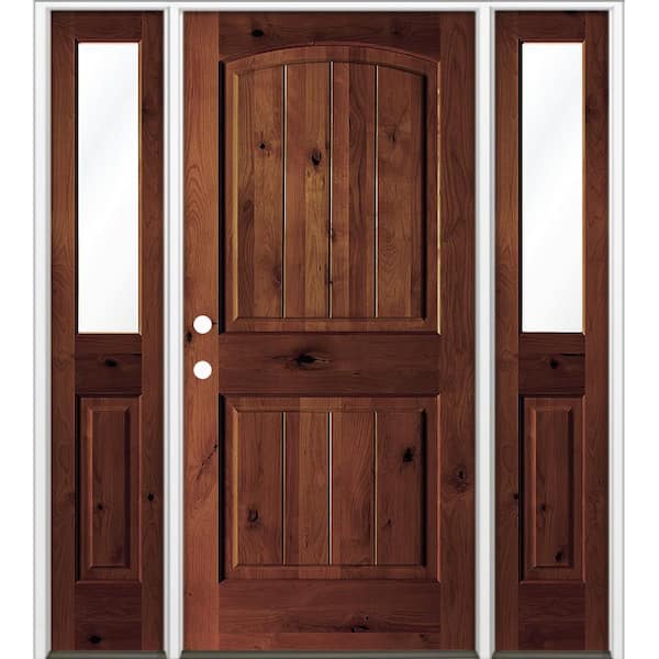 Krosswood Doors 58 in. x 80 in. Knotty Alder Arch Right-Hand/Inswing ...