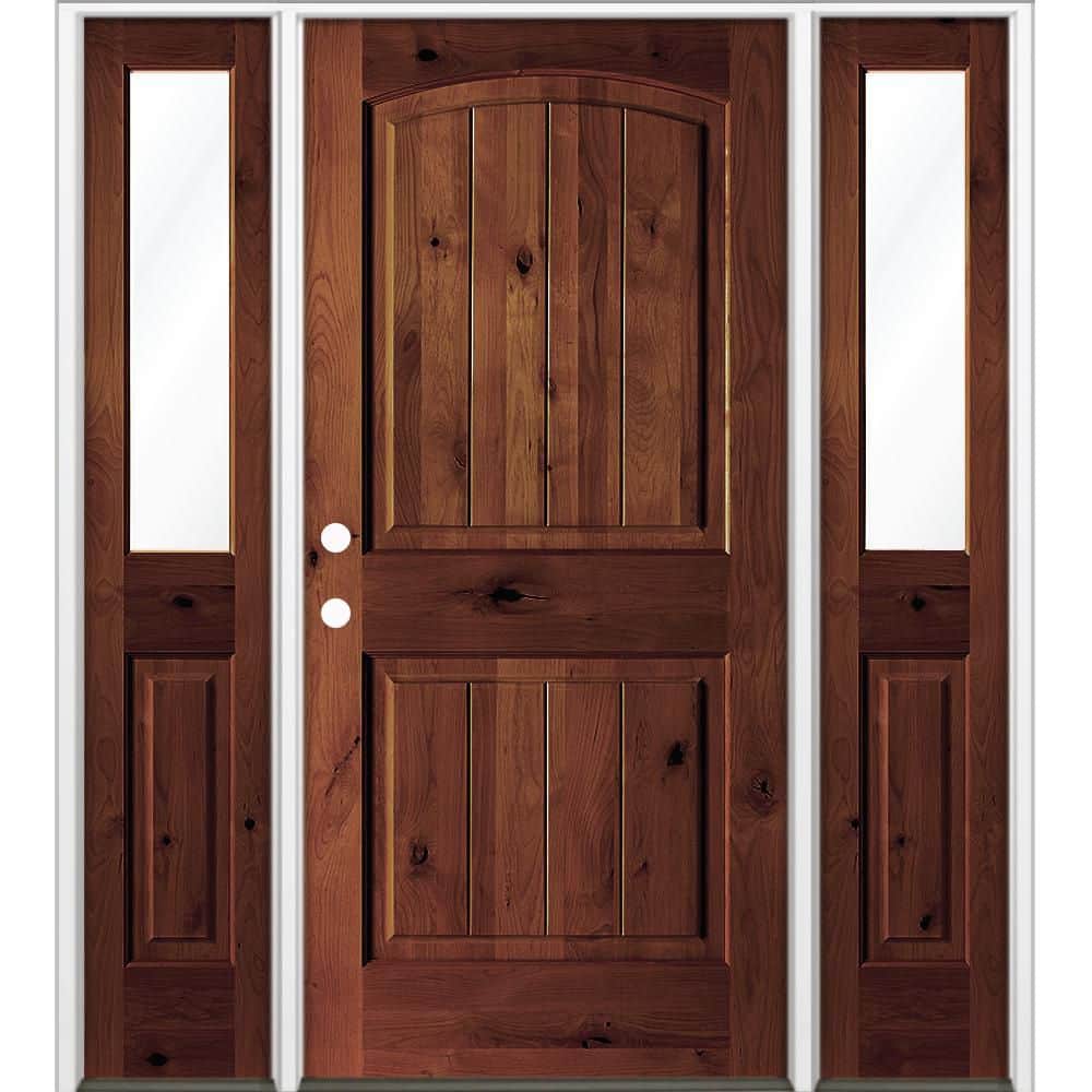Krosswood Doors 64 in. x 80 in. Knotty Alder Arch Right-Hand/Inswing ...